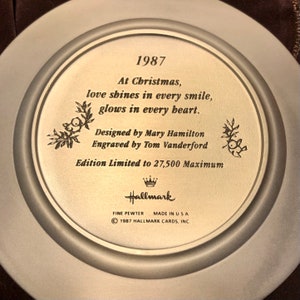 Hallmark Pewter Plate Christmas Vintage 1987 Collectible Dish in Box ...