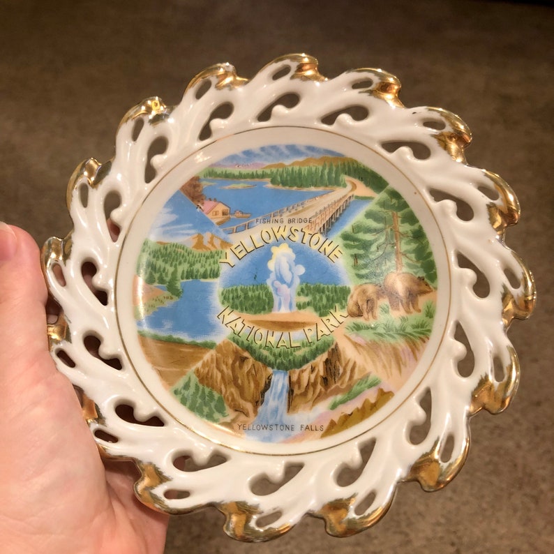 Vintage Yellowstone National Park Souvenir Plate Collectible USA Travel ...