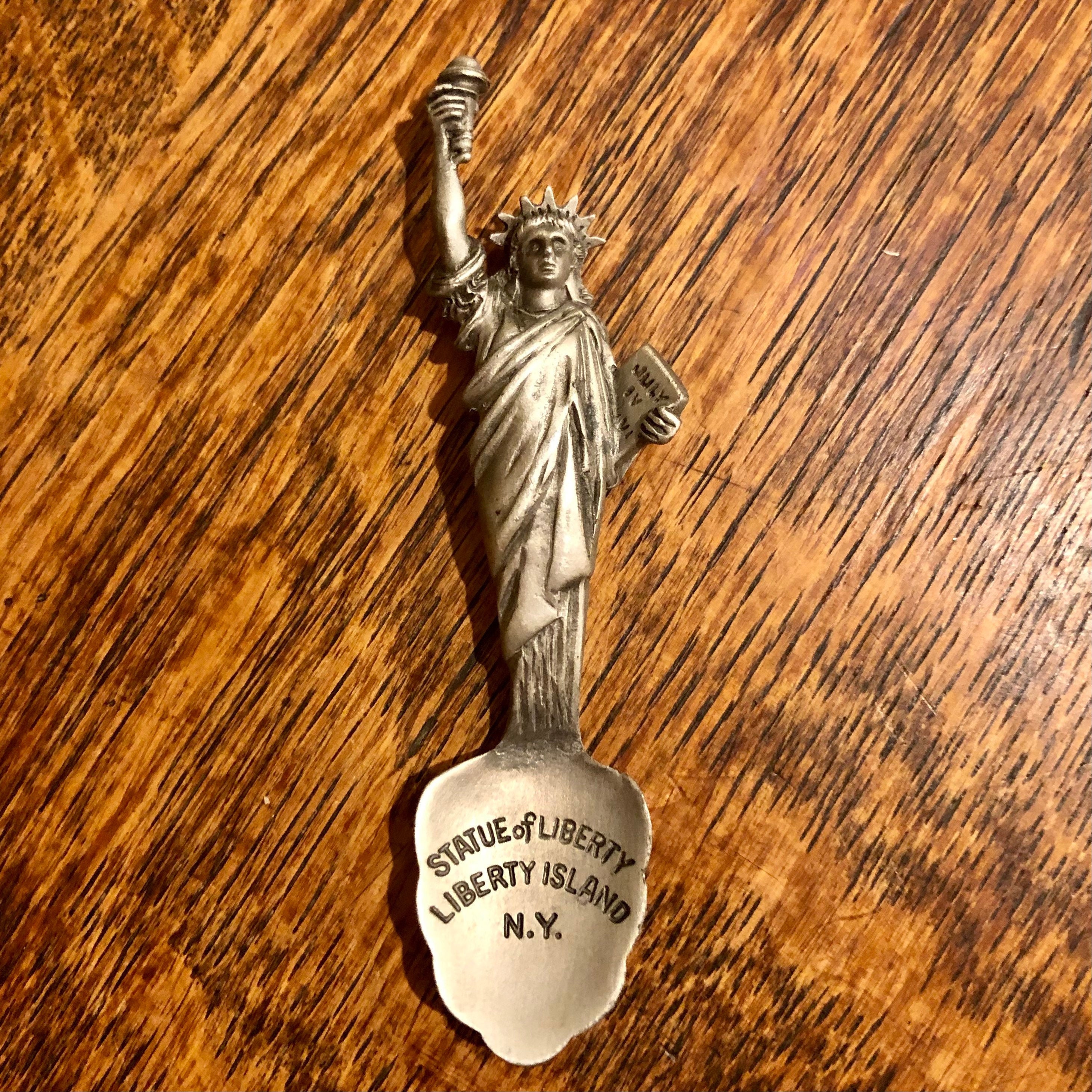Souvenir Spoon Statue of Liberty Fort Pewter New York Liberty | Etsy
