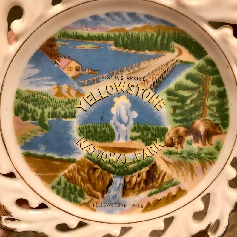 Vintage Yellowstone National Park Souvenir Plate Collectible USA Travel ...