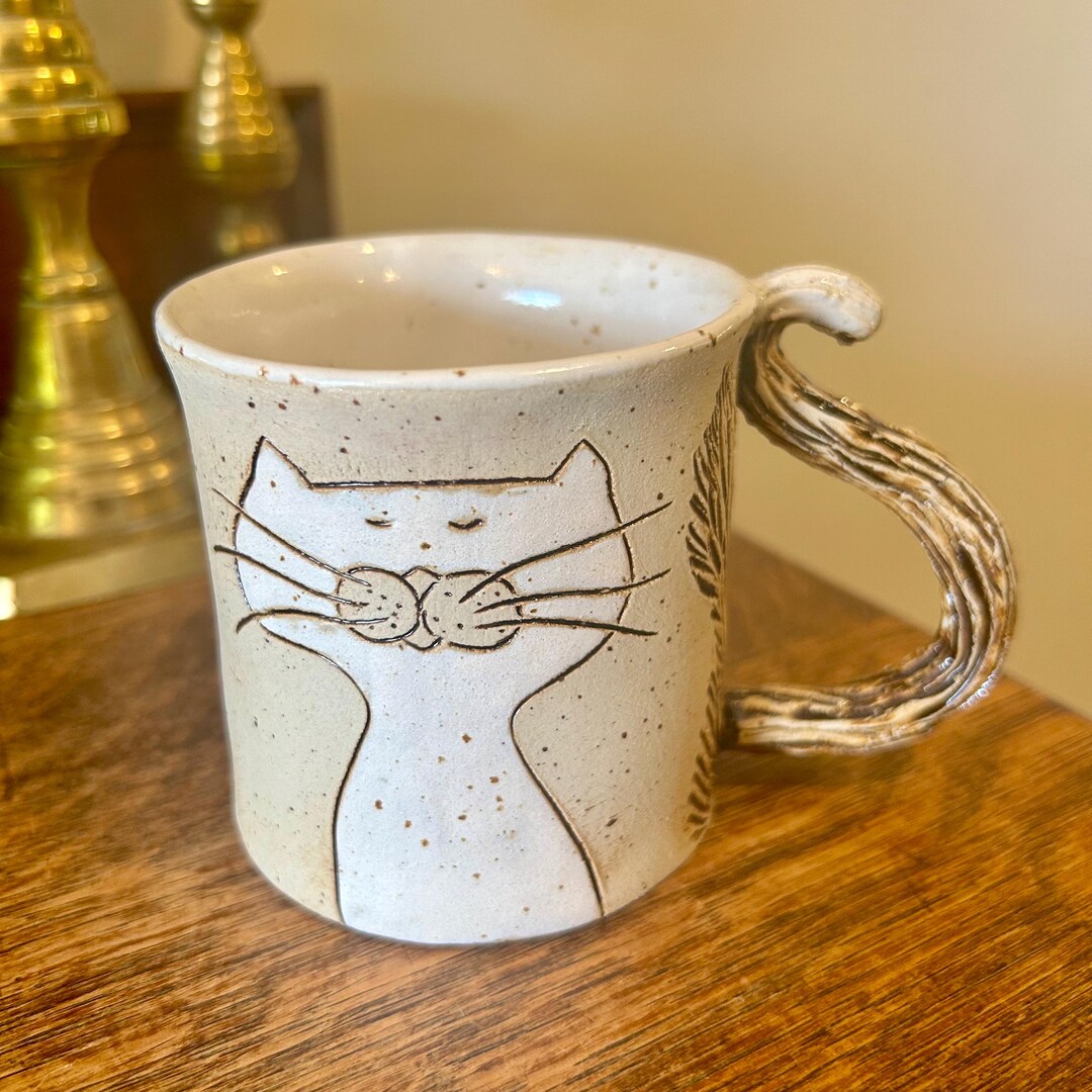 Cat Pottery Mug Cup Madli Väli Estonia Artist Decorative Ceramic Dish ...