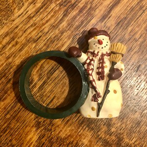 Debbie Mumm Napkin Rings Christmas Sledding Snowmen Vintage Serving ...