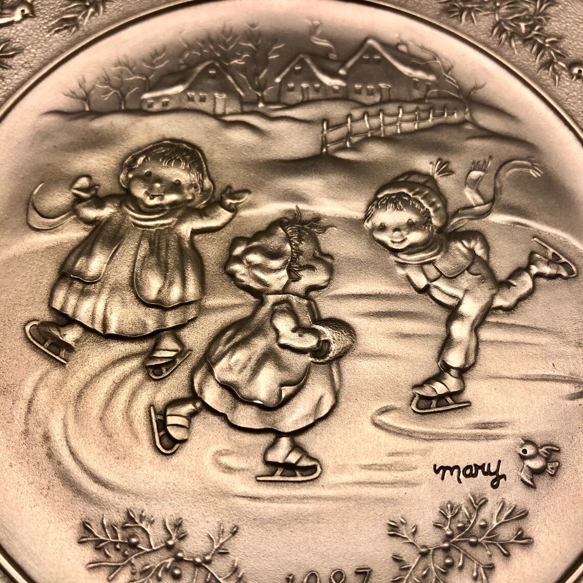 Hallmark Pewter Plate Christmas Vintage 1987 Collectible Dish in Box ...