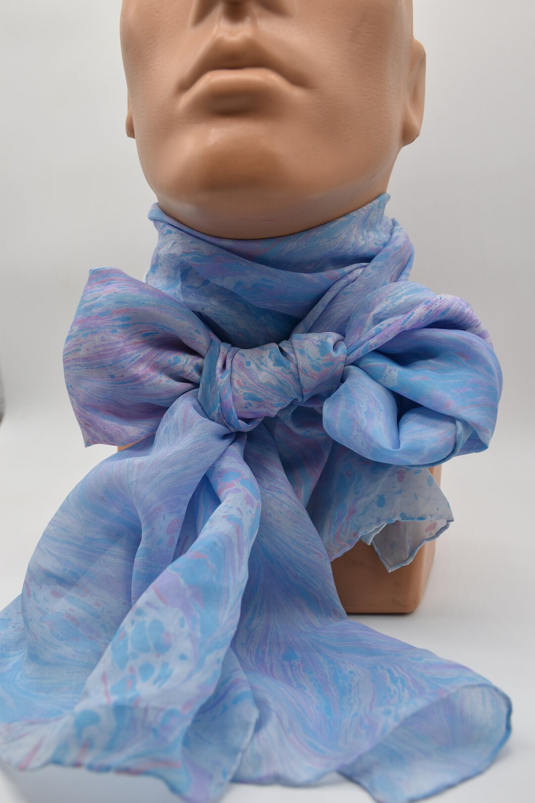 Hand Marbled Silk Scarf Big Size - Etsy