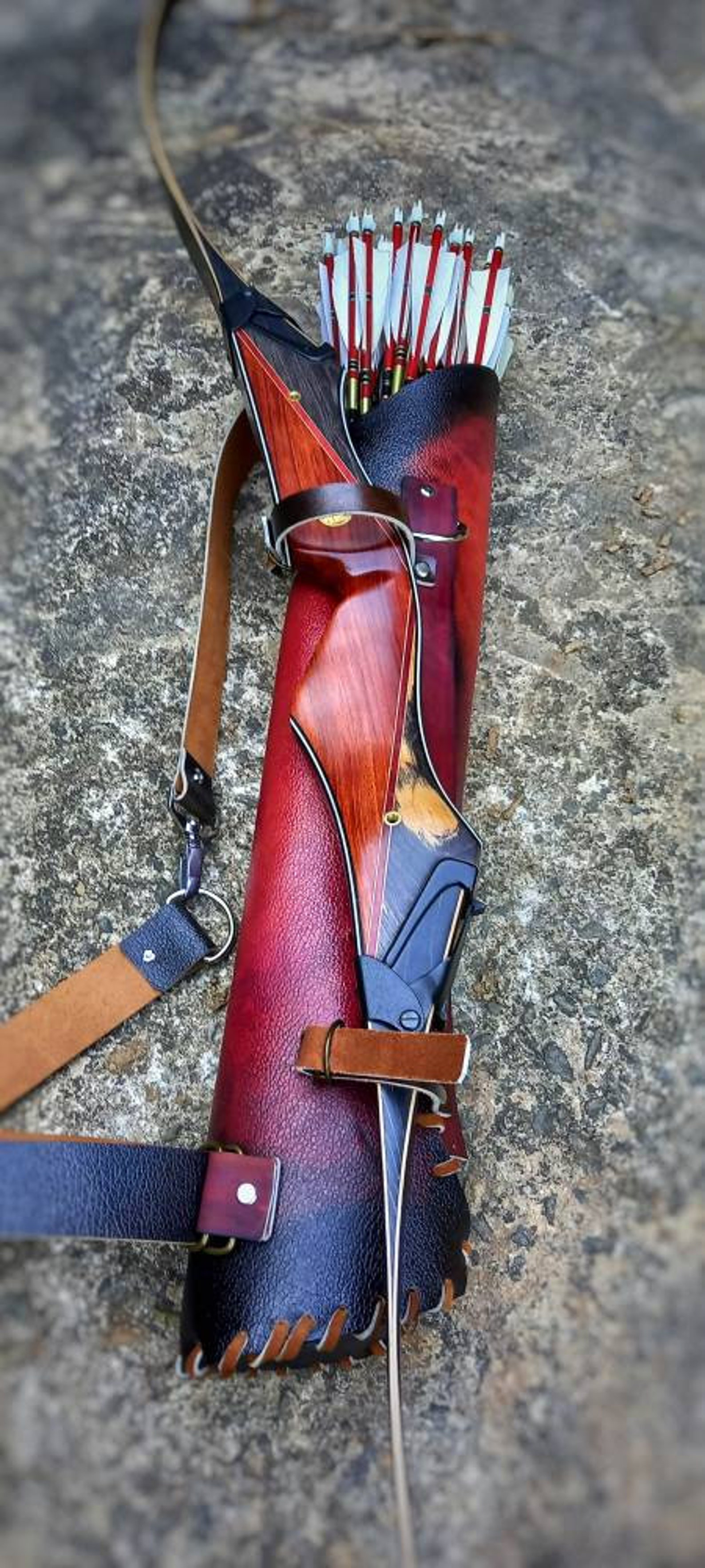 Back Quiver Traditional Archery Cow Leather With Bow Holder - Etsy