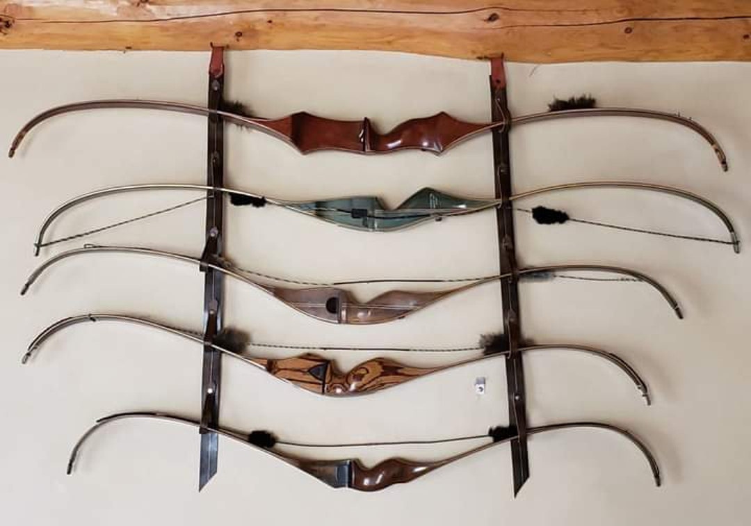 BOW RACK Leather Bow Holder Rack Custom Hand Made for Bows up to 8 Cow ...