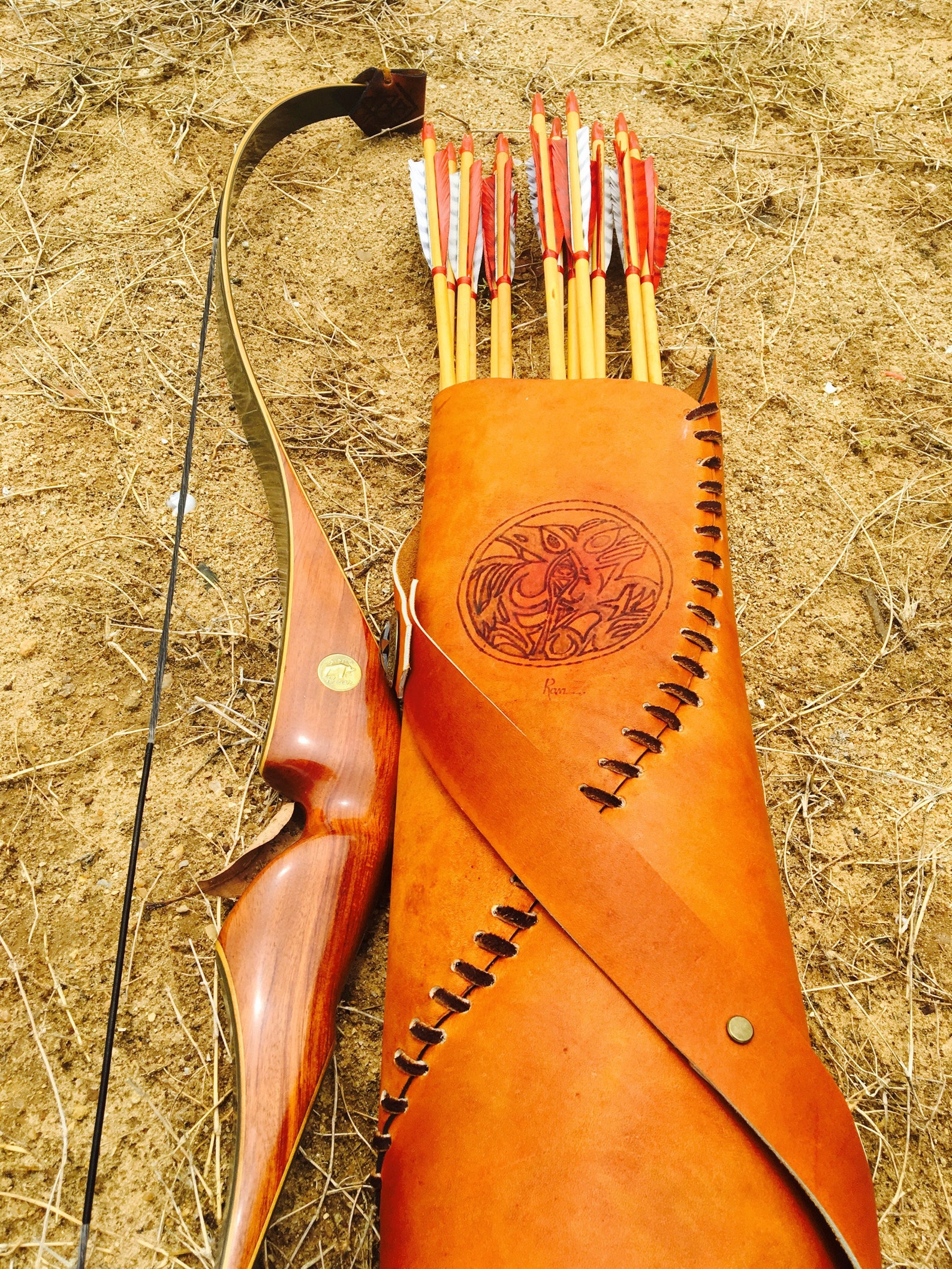 custom-handmade-leather-back-quiver-traditional-archery-carved-etsy-uk
