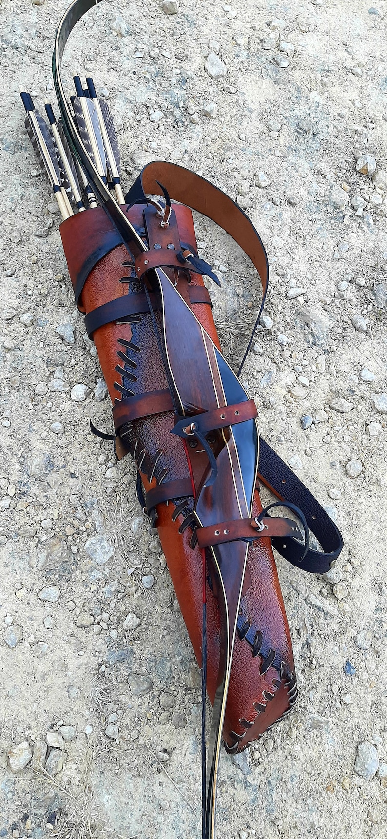 Back Quiver Traditional Archery Cow leather with Bow holder | Etsy