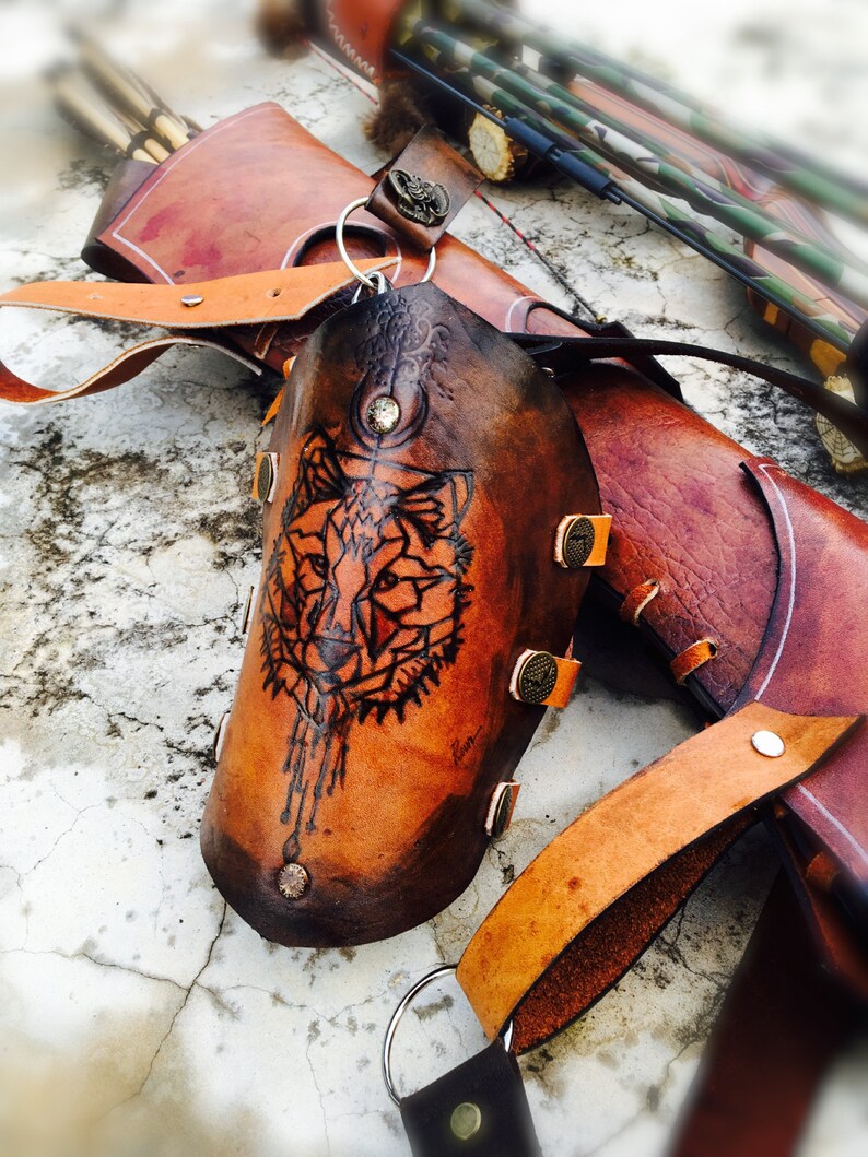 Wolf Arm Guard Pyrography Art Archery Bow String Protector | Etsy