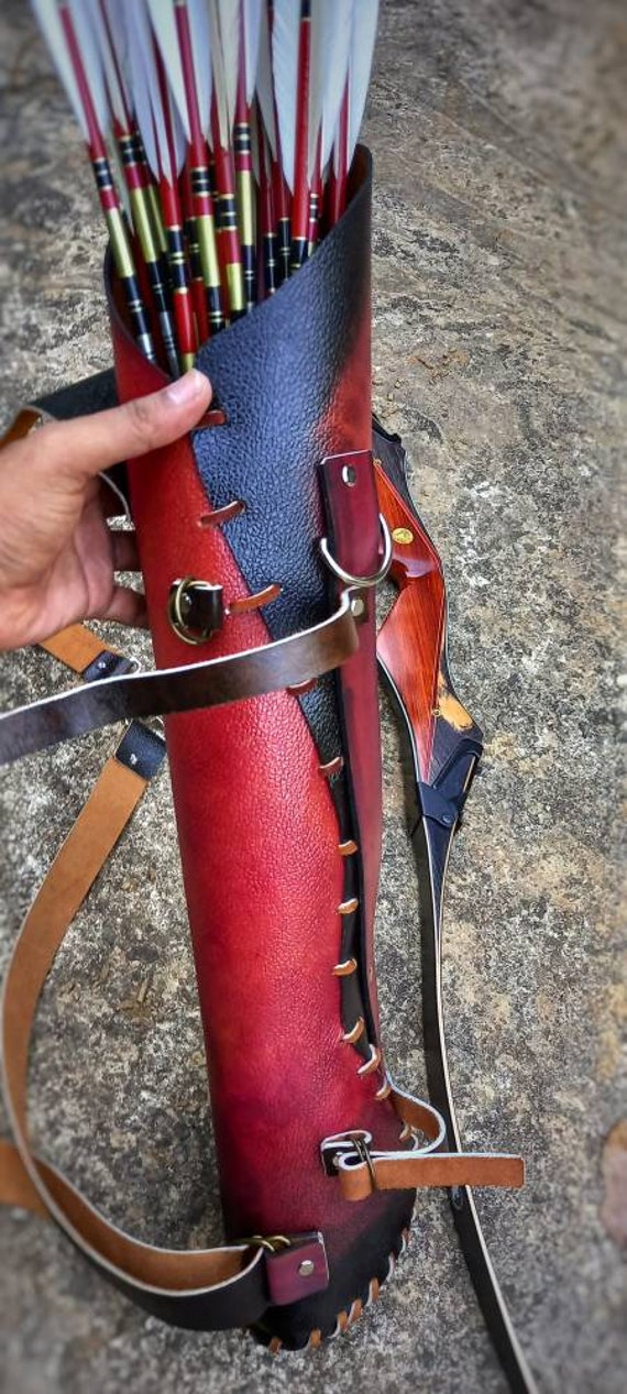 Back Quiver Traditional Archery Cow Leather With Bow Holder - Etsy