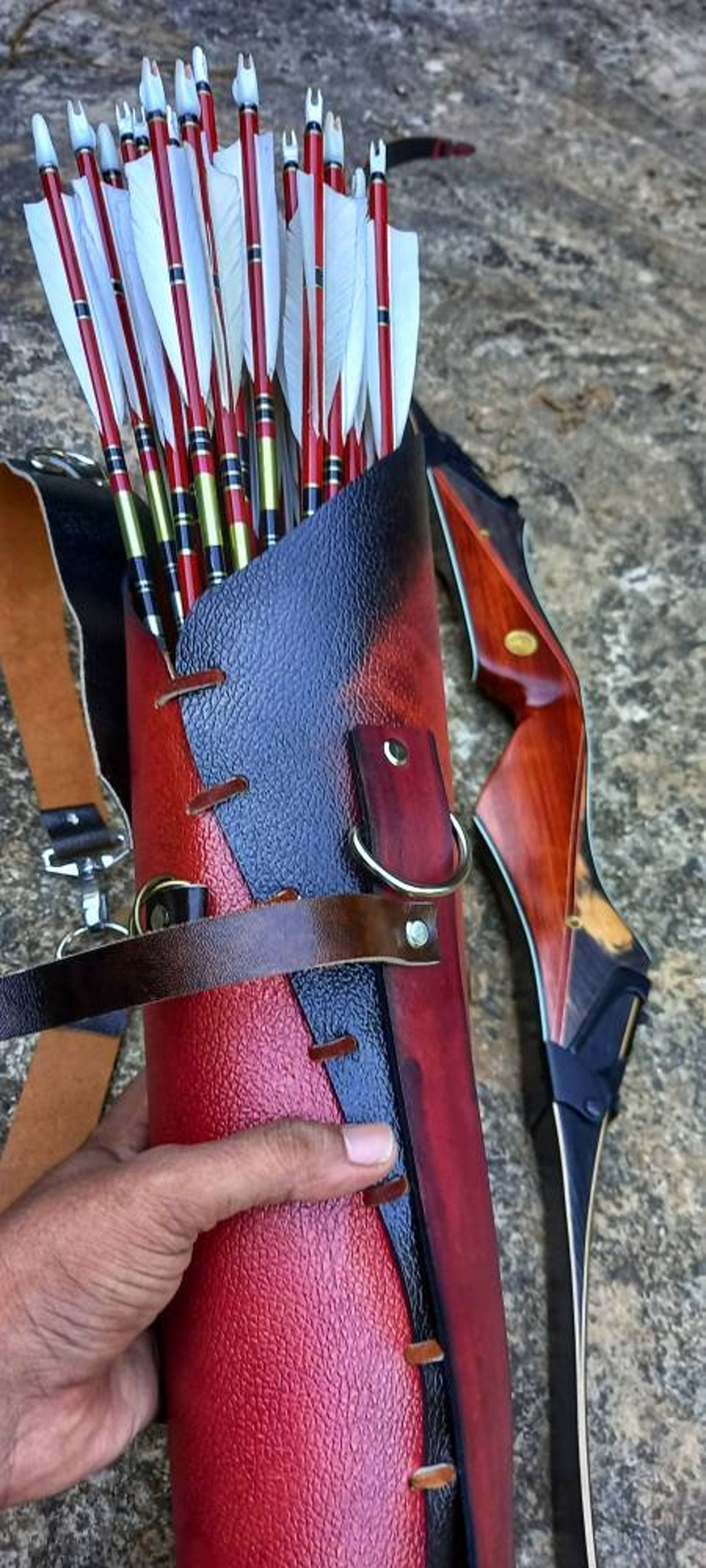 Back Quiver Traditional Archery Cow Leather With Bow Holder - Etsy