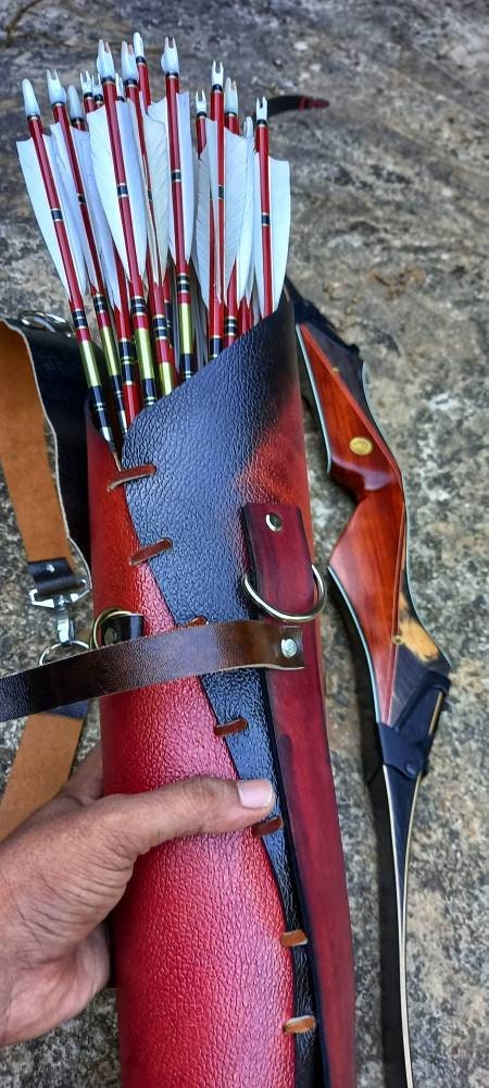 Back Quiver Traditional Archery Cow Leather With Bow Holder - Etsy