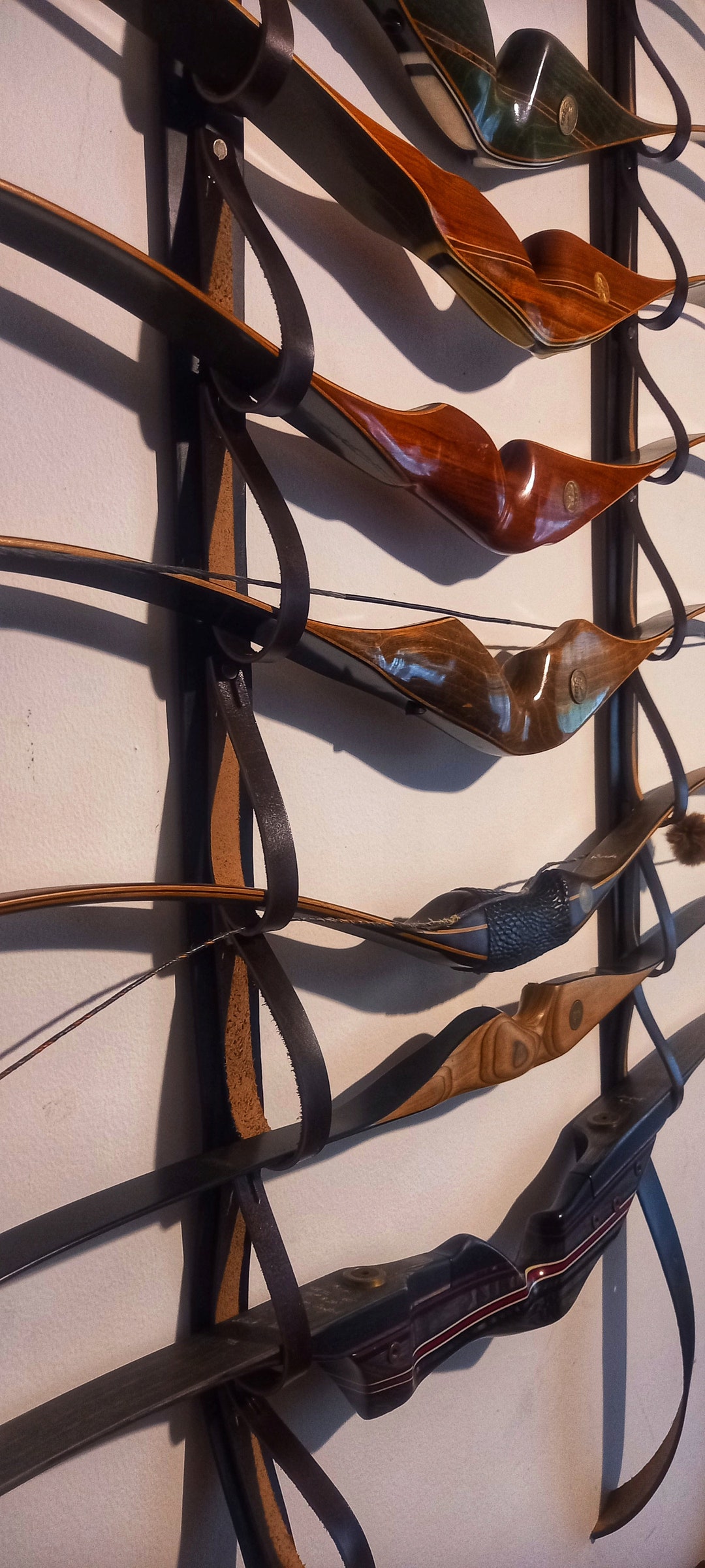 BOW RACK 10 Leather Bow Holder Rack Custom Hand Made for Bows for 10 ...