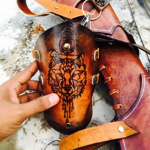 Wolf Arm Guard Pyrography Art Archery Bow String Protector Right Hand ...