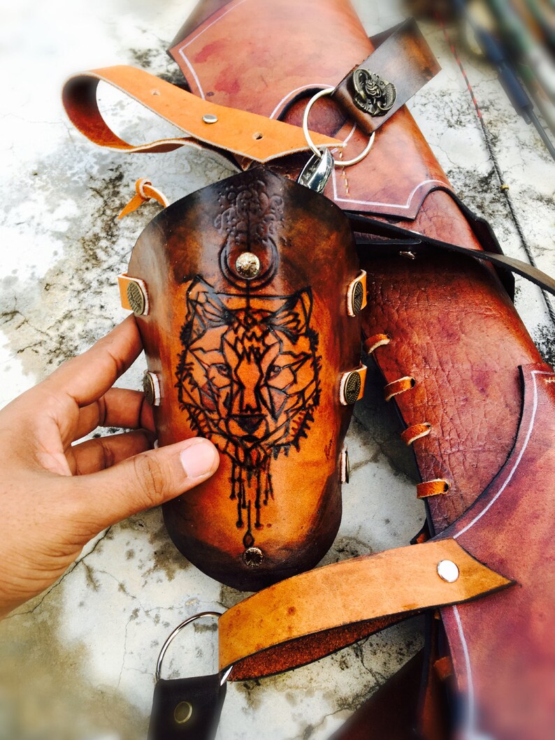 Wolf Arm Guard Pyrography Art Archery Bow String Protector | Etsy