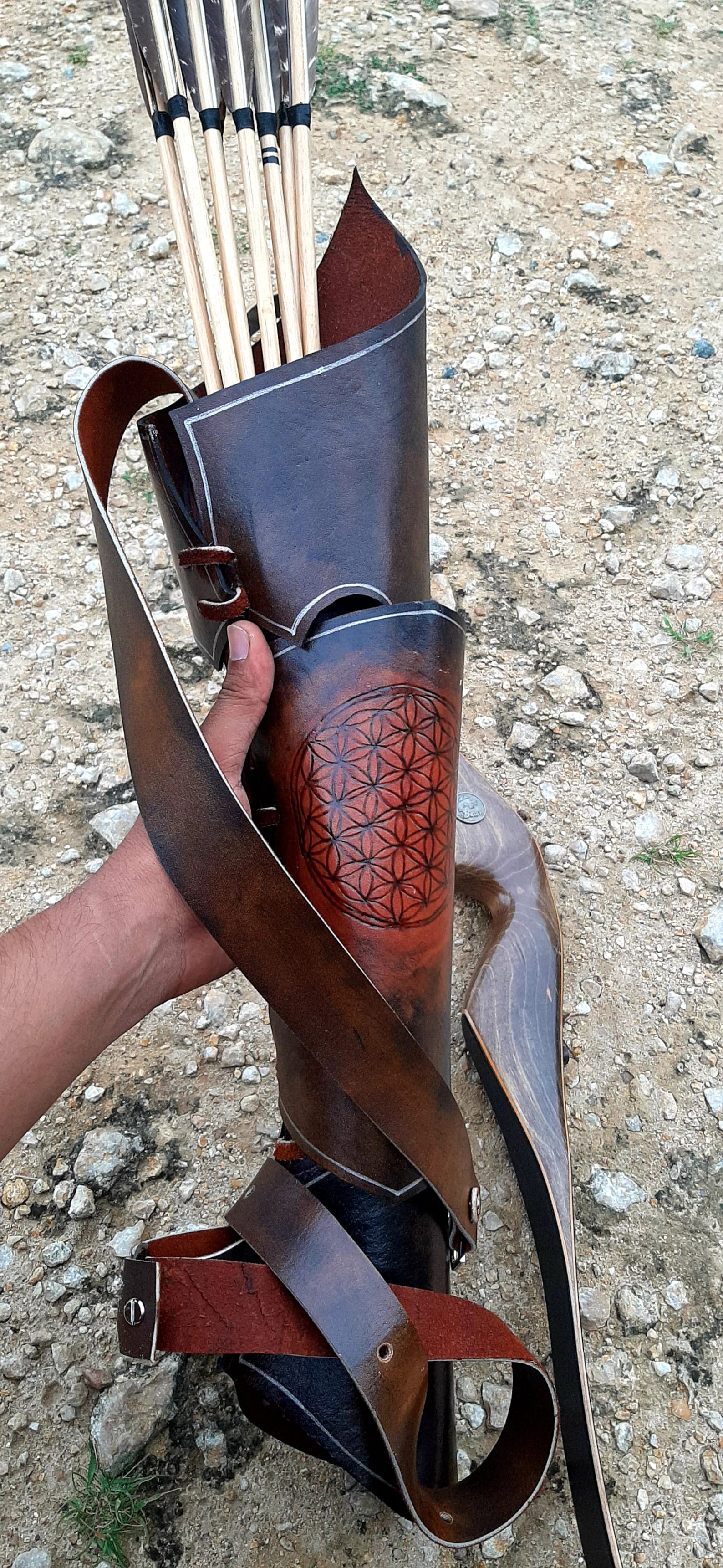 Traditional Back /hip Quiver With Bow Holder Custom Art - Etsy