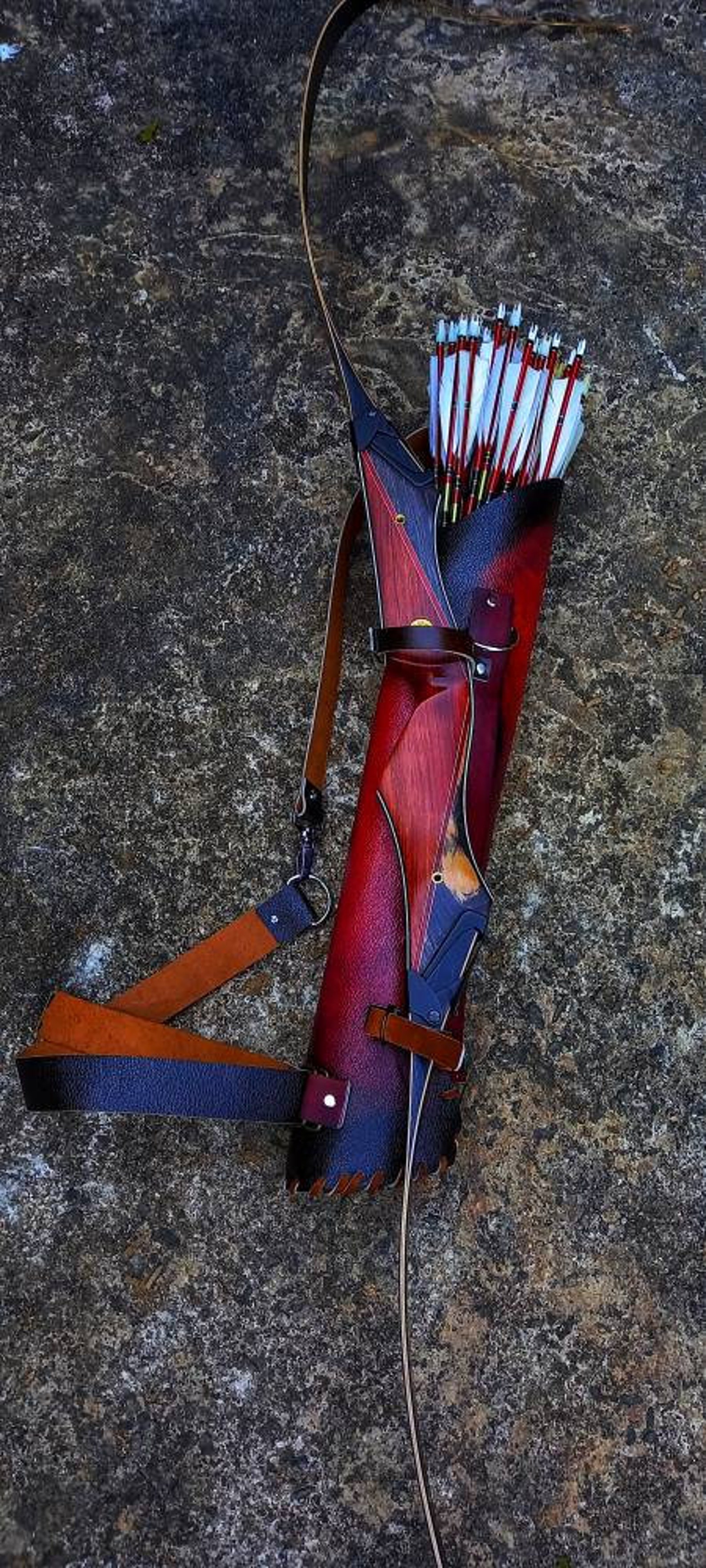 Back Quiver Traditional Archery Cow Leather With Bow Holder - Etsy