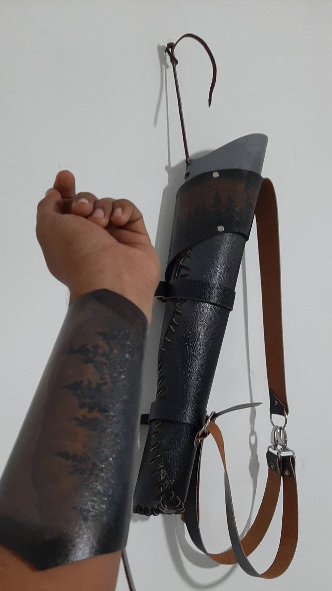 Back Quiver Plus Arm Guard With Pine Tree Pyrography Grey - Etsy