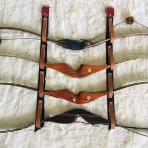 BOW RACK Leather Bow Holder Rack Custom Hand Made for Bows up to 8 Cow ...
