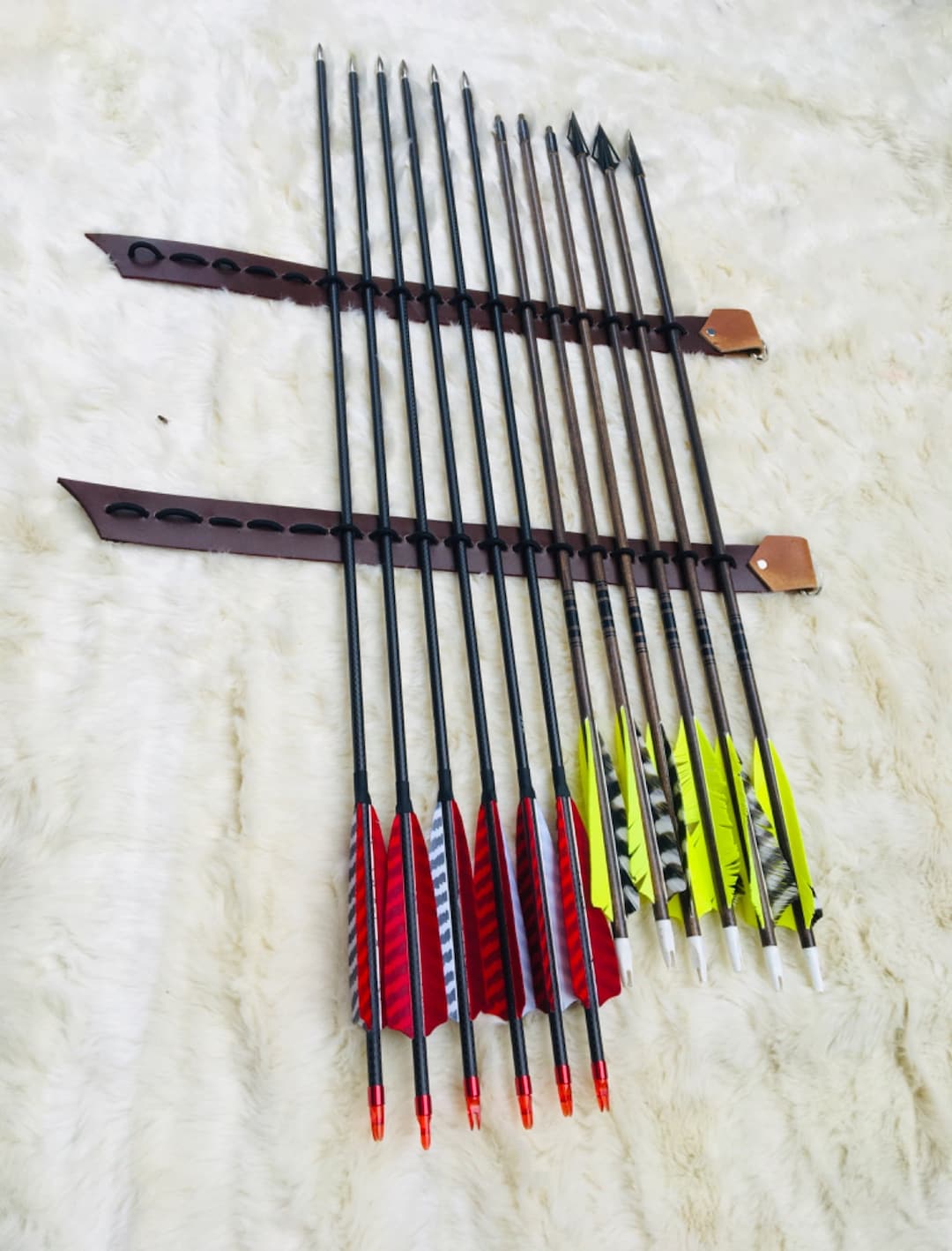 ARROW HOLDER Arrow Holder Leather Arrow Organizer Custom Hand Made for Arrows up to 48 Arrows ...