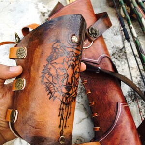 Wolf Arm Guard Pyrography Art Archery Bow String Protector Right Hand ...
