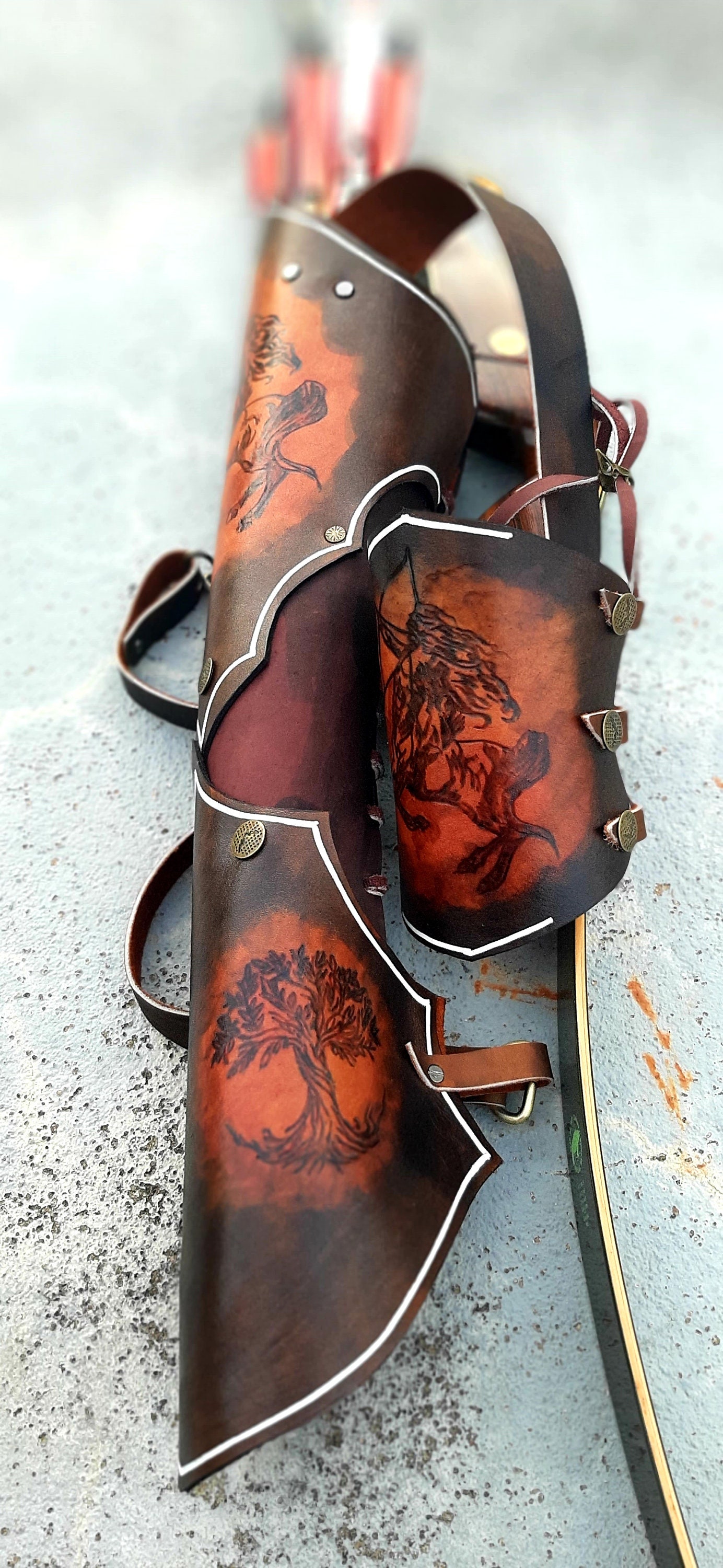 Leather Back QuiverMatching Arm Guard Custom Sagittarius | Etsy