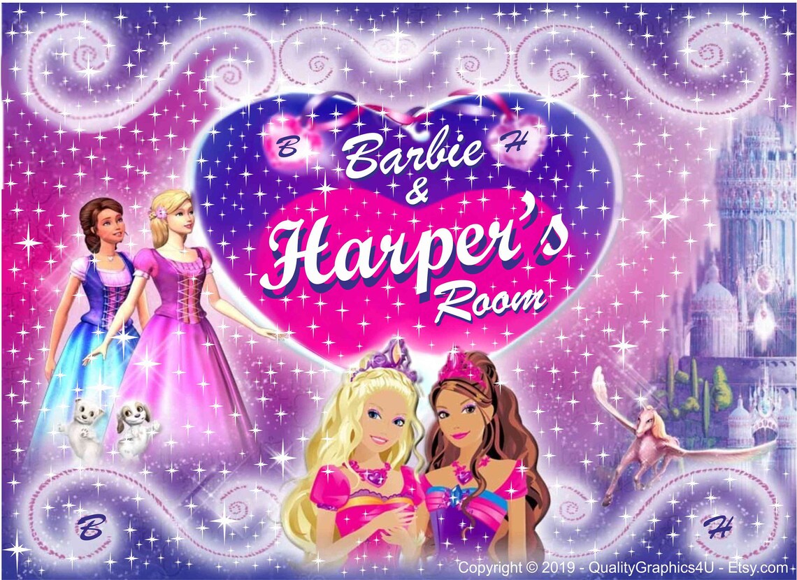 Beautiful "personalised" BARBIE Girl Name SIGN - Bedroom Door - Poster ...