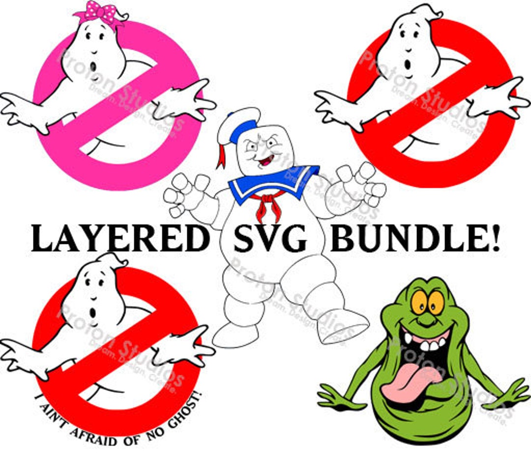 Ghostbusters Bundle; Digital Files SVG, PNG, DXF Slimer, Stay Puft ...