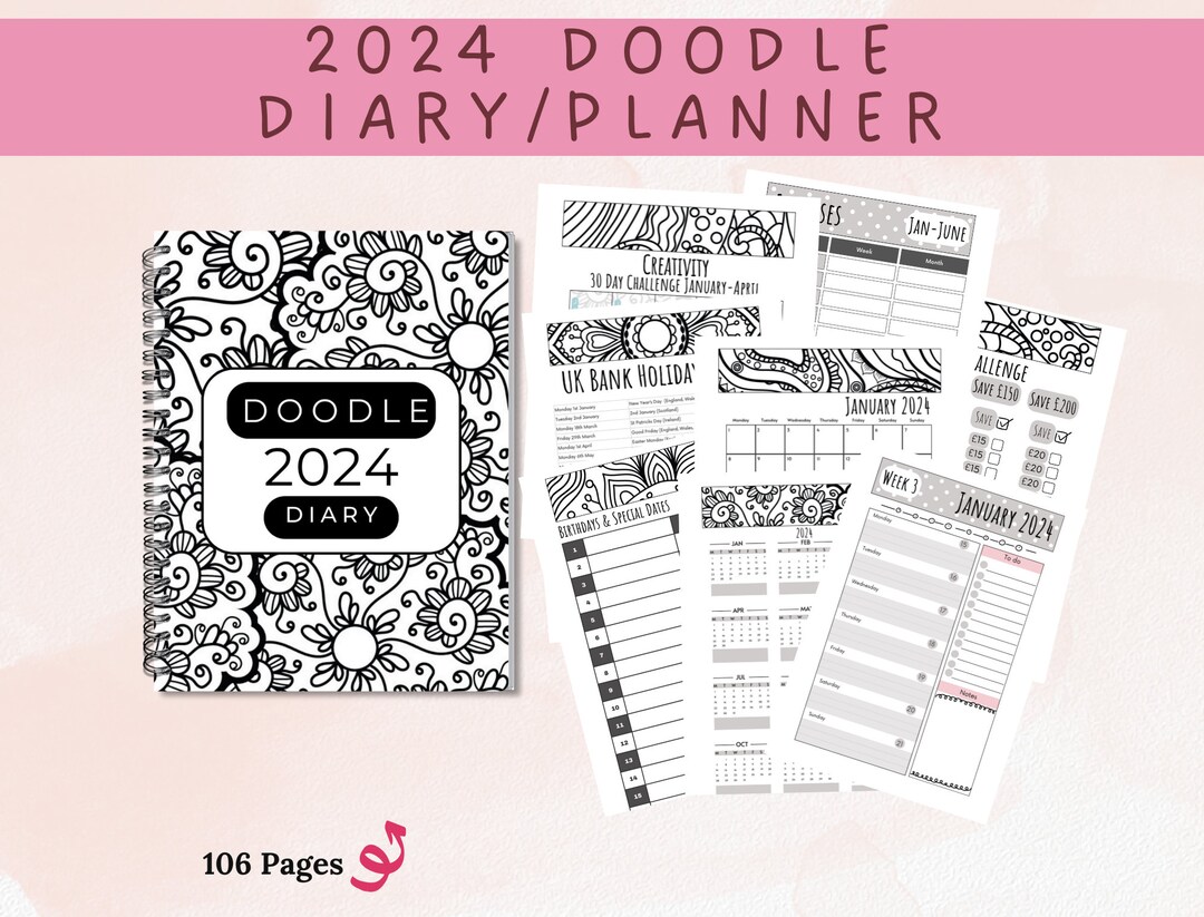 PRINTABLE Doodle Diary, Creativity Journal, Monthly Planners, Week per ...