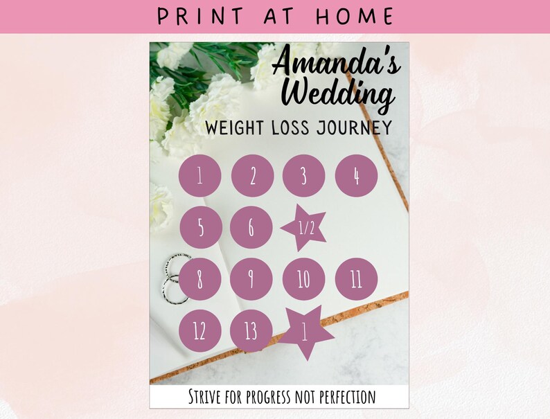 PRINTABLE Personalised Wedding Weight Loss Progress Chart, Wedding ...