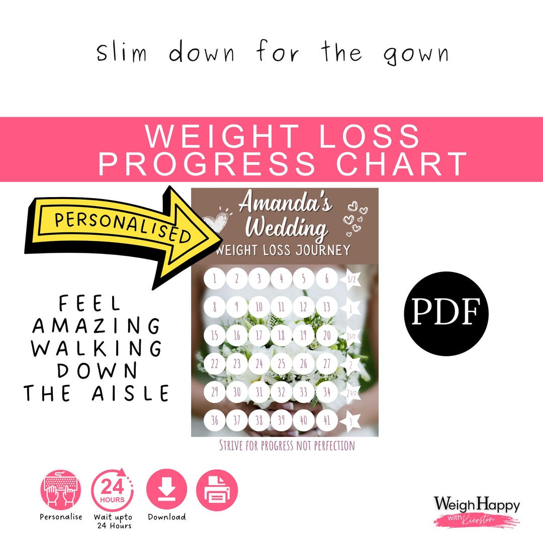 PRINTABLE Personalised Wedding Weight Loss Progress Chart, Wedding ...