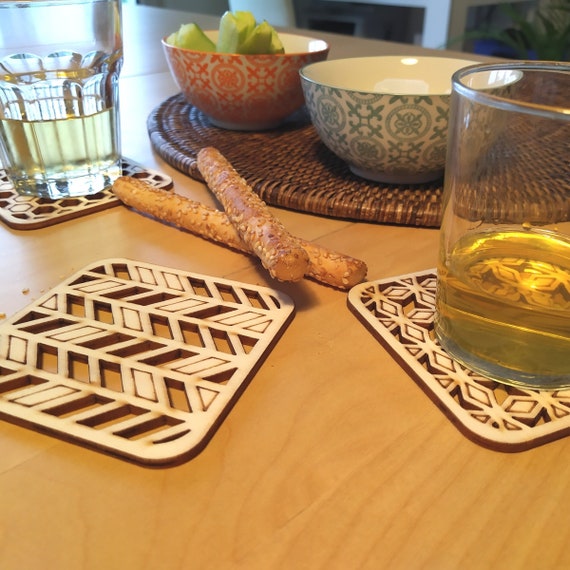 Set of 6 Wooden Coasters - Etsy