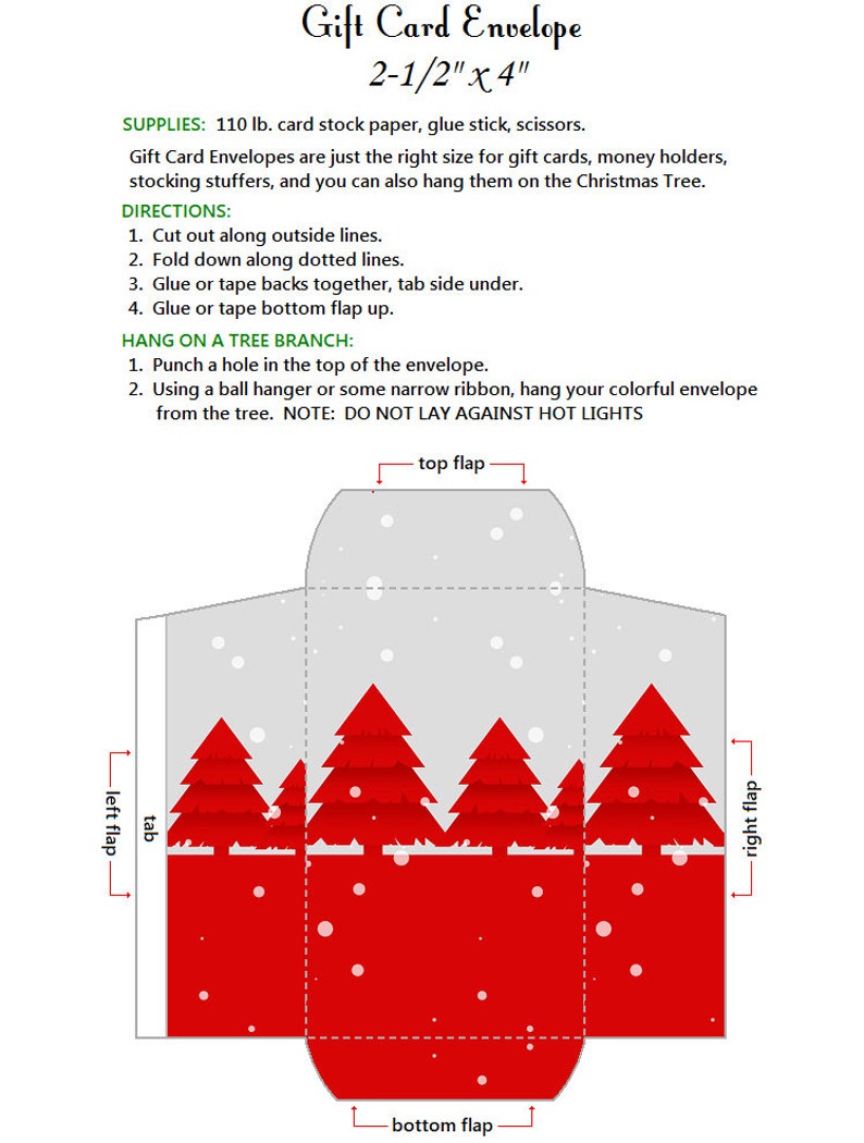 Printable Christmas Gift Card Holders Christmas Gift Card Envelope ...