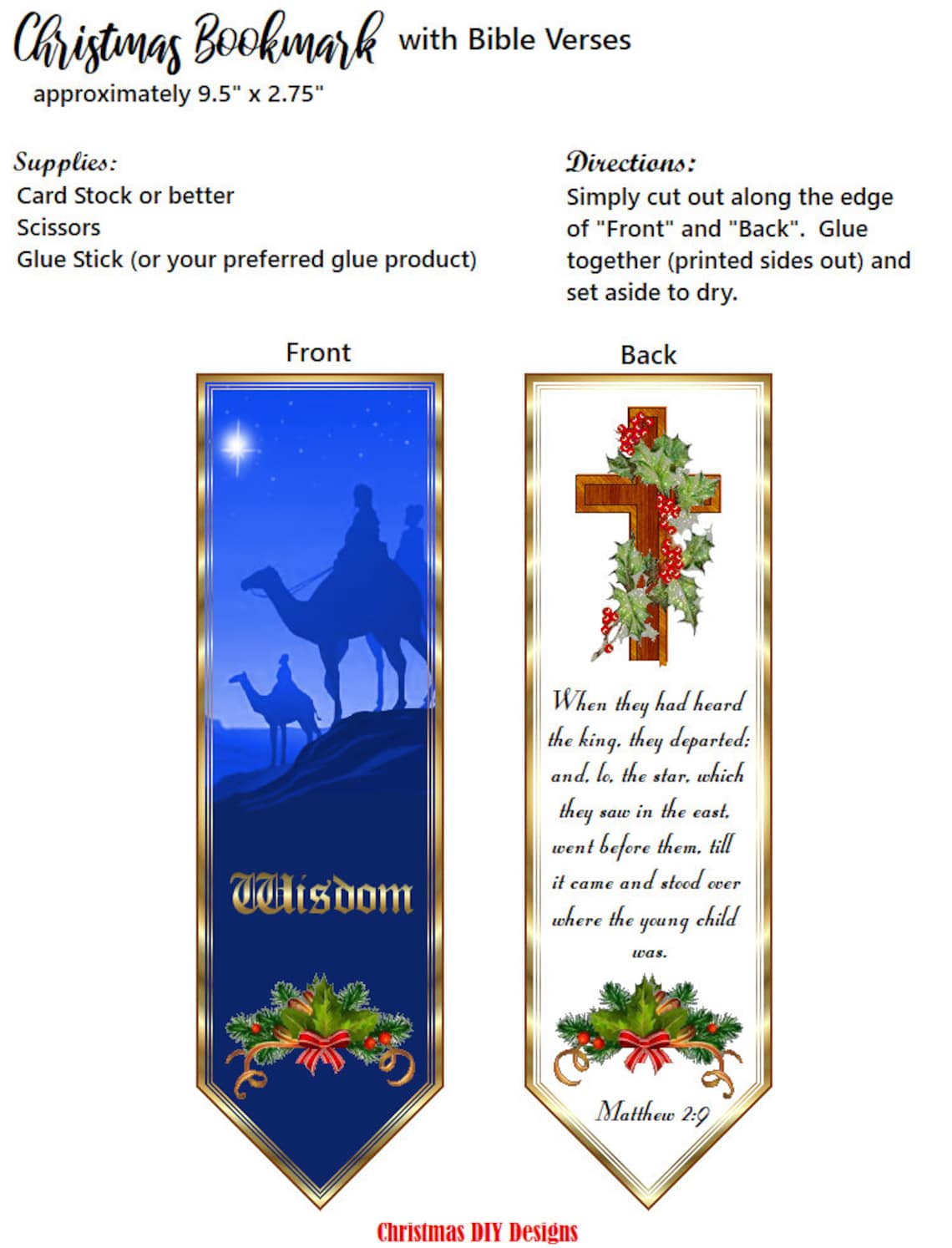 Printable Christmas Bookmarks With Bible Verses on Reverse Side,birth ...