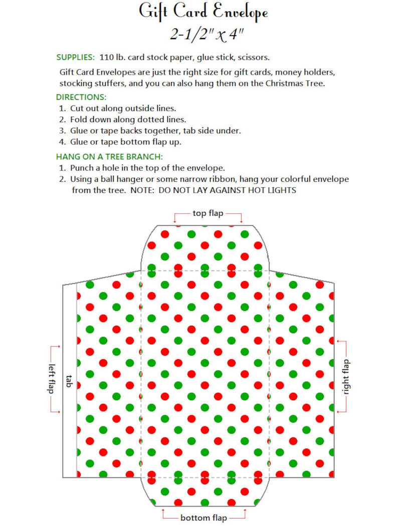 Printable Christmas Gift Card Holders Christmas Gift Card Envelope ...