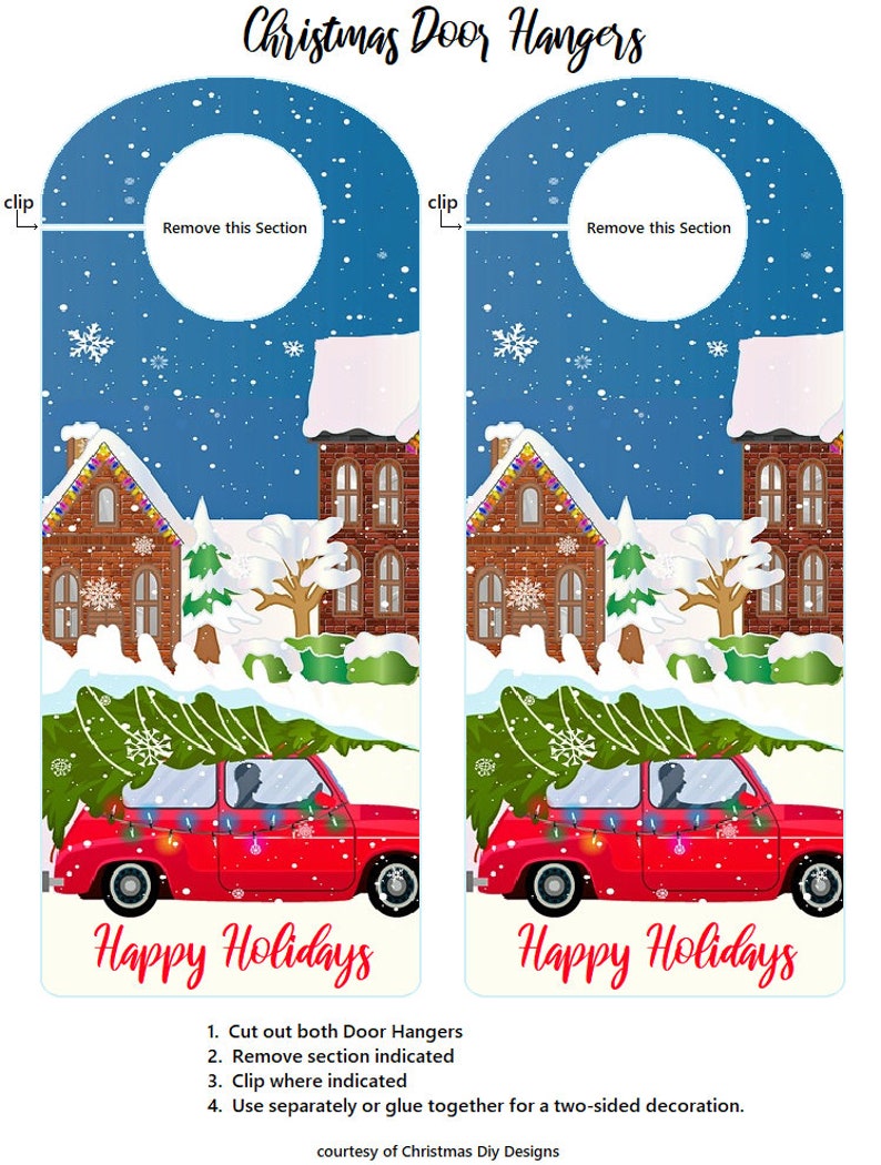 Printable Christmas Door Hangers - Etsy