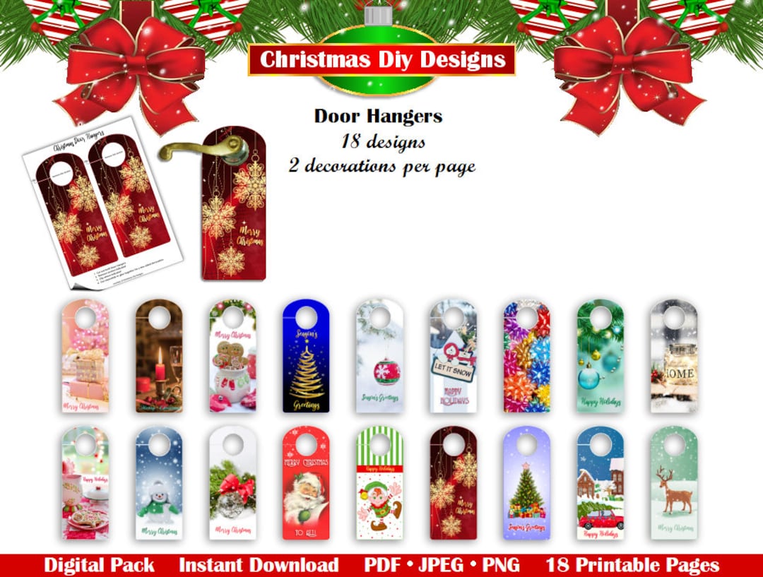 Printable Christmas Door Hangers - Etsy
