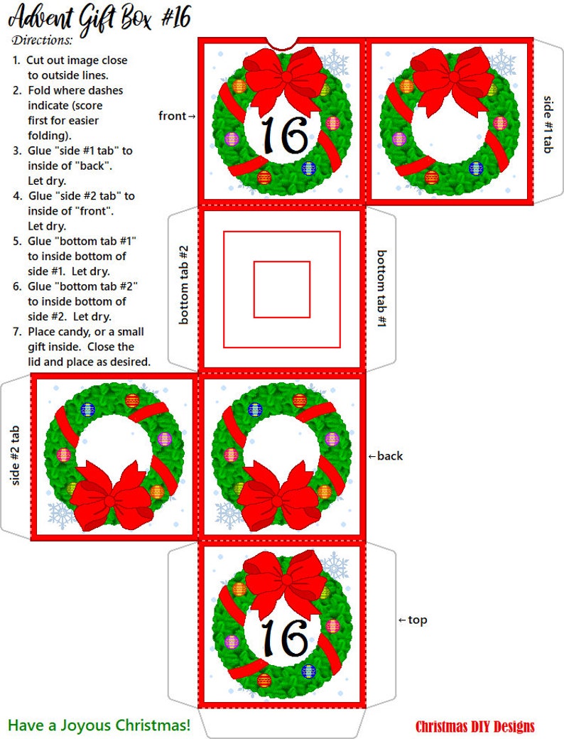 25 Printable DIY Christmas Advent Gift Boxes-christmas Advent Gift ...