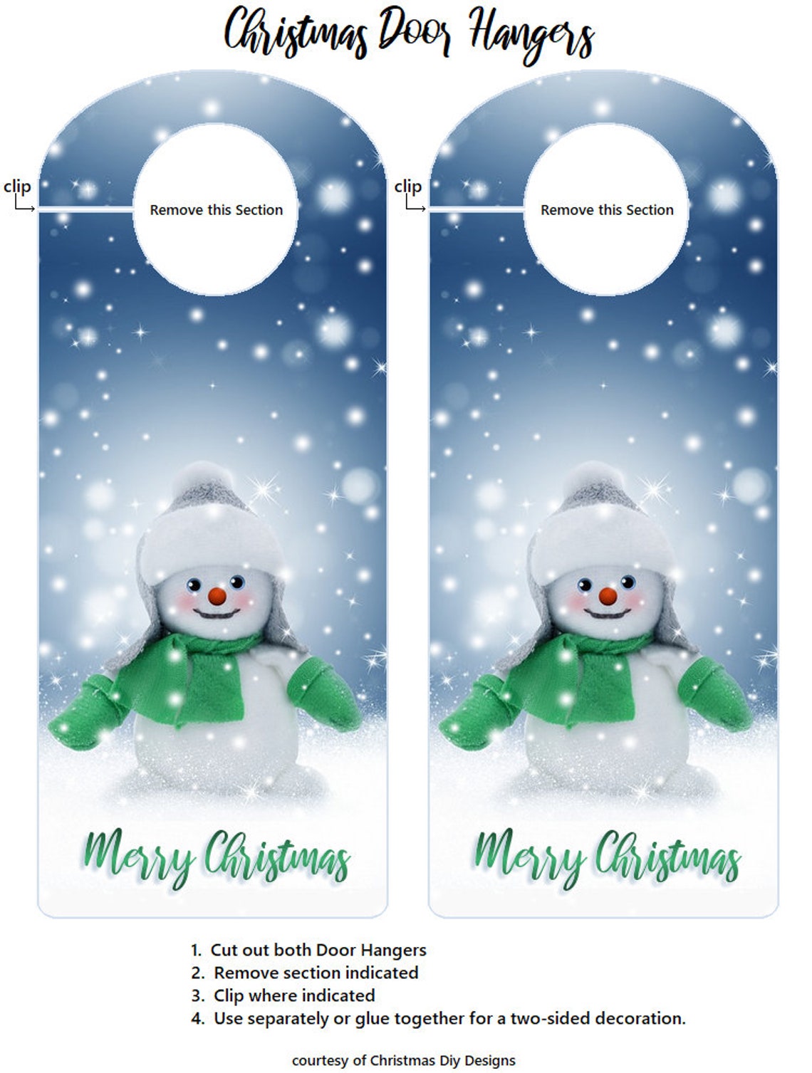 Printable Christmas Door Hangers - Etsy