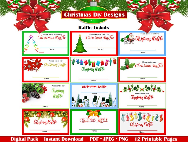 Printable Christmas Party Raffle Tickets - Etsy