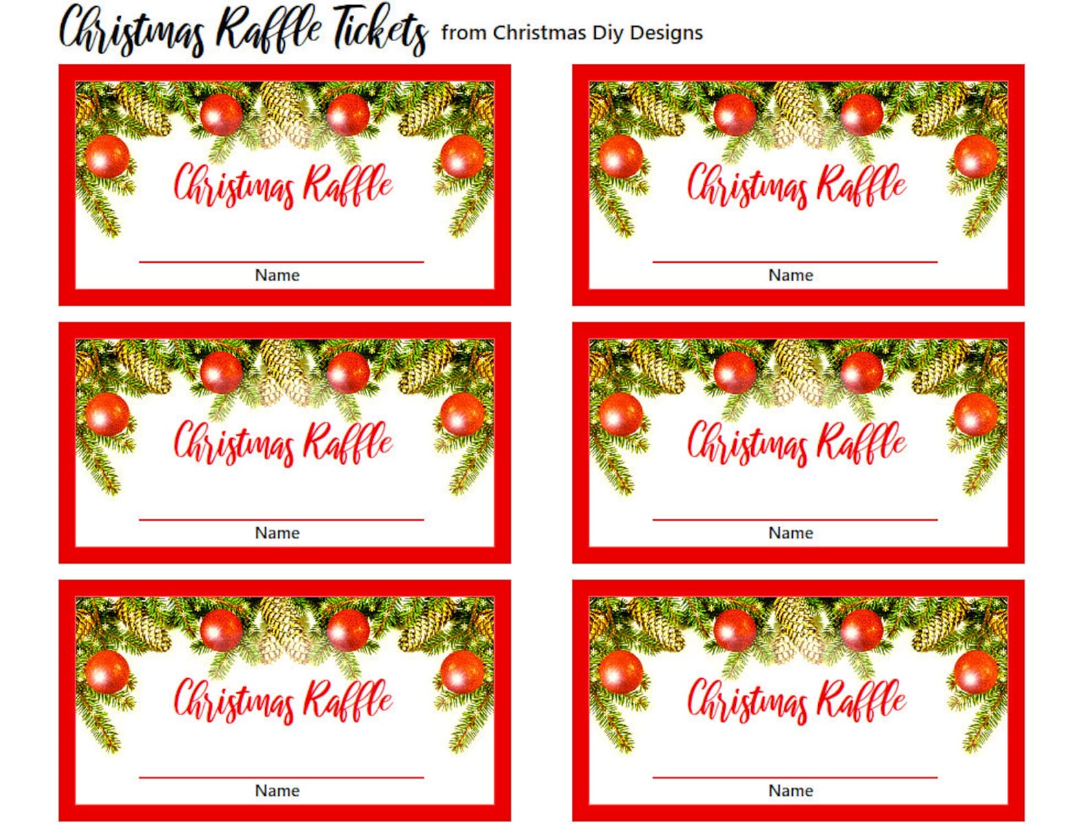Printable Christmas Party Raffle Tickets - Etsy