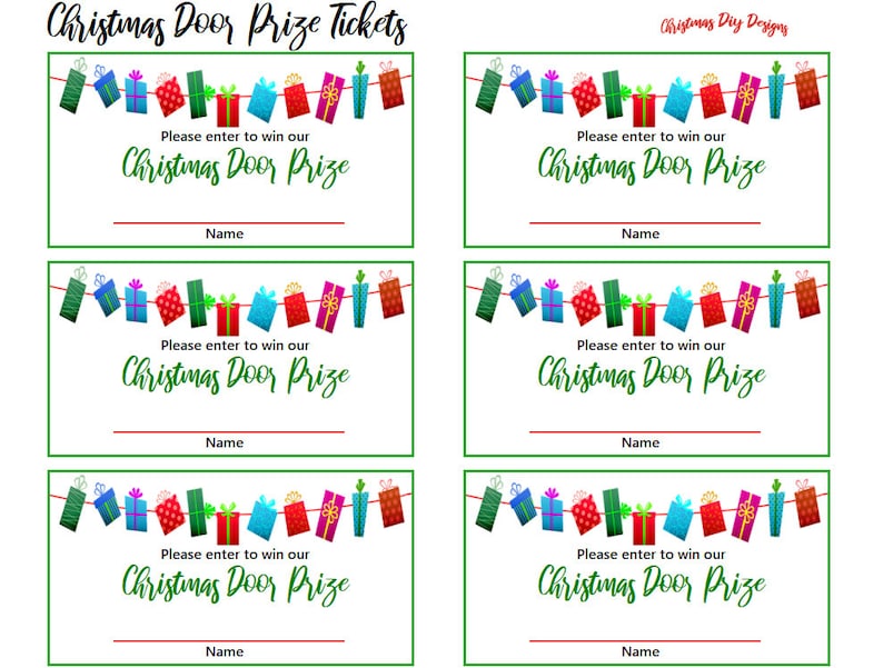 Christmas Door Prize Tickets- Printable Christmas Door Prize Tickets ...