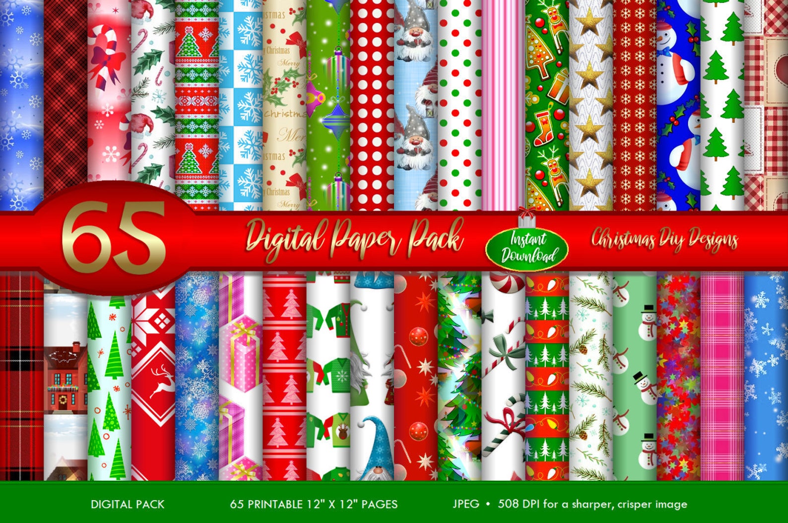 65 Printable Christmas Papers - Printable Christmas Paper,digital Paper ...