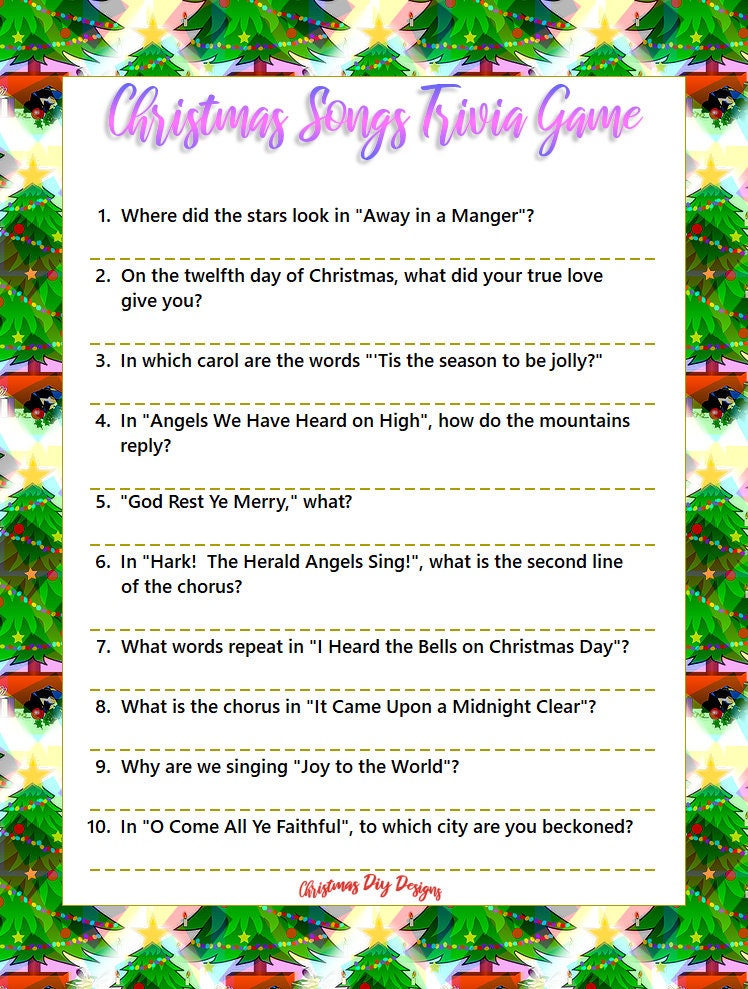 Printable Christmas Trivia Games - Christmas Party Games, Christmas ...