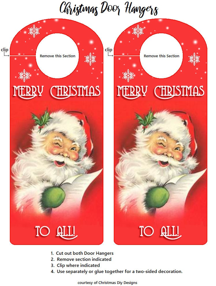 Printable Christmas Door Hangers - Etsy