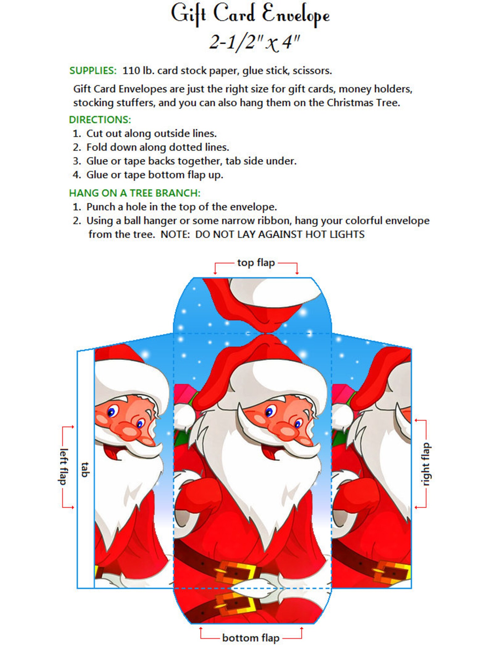 Printable Christmas Gift Card Holders - Christmas Gift Card Envelope ...