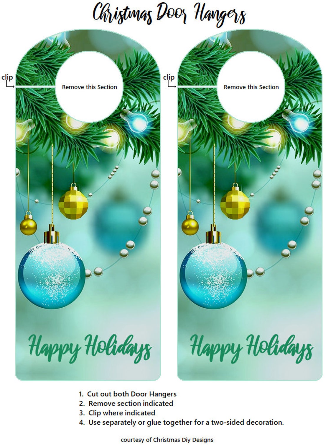 Printable Christmas Door Hangers - Etsy