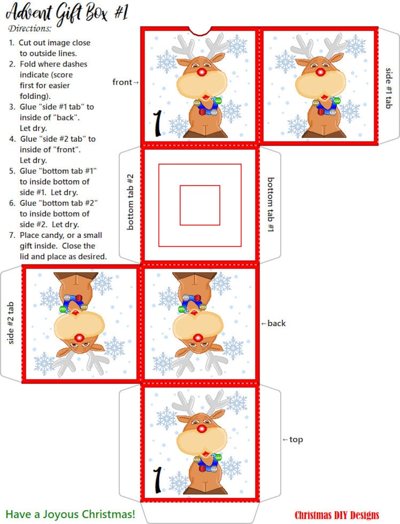 25 Printable DIY Christmas Advent Gift Boxes-christmas Advent Gift ...