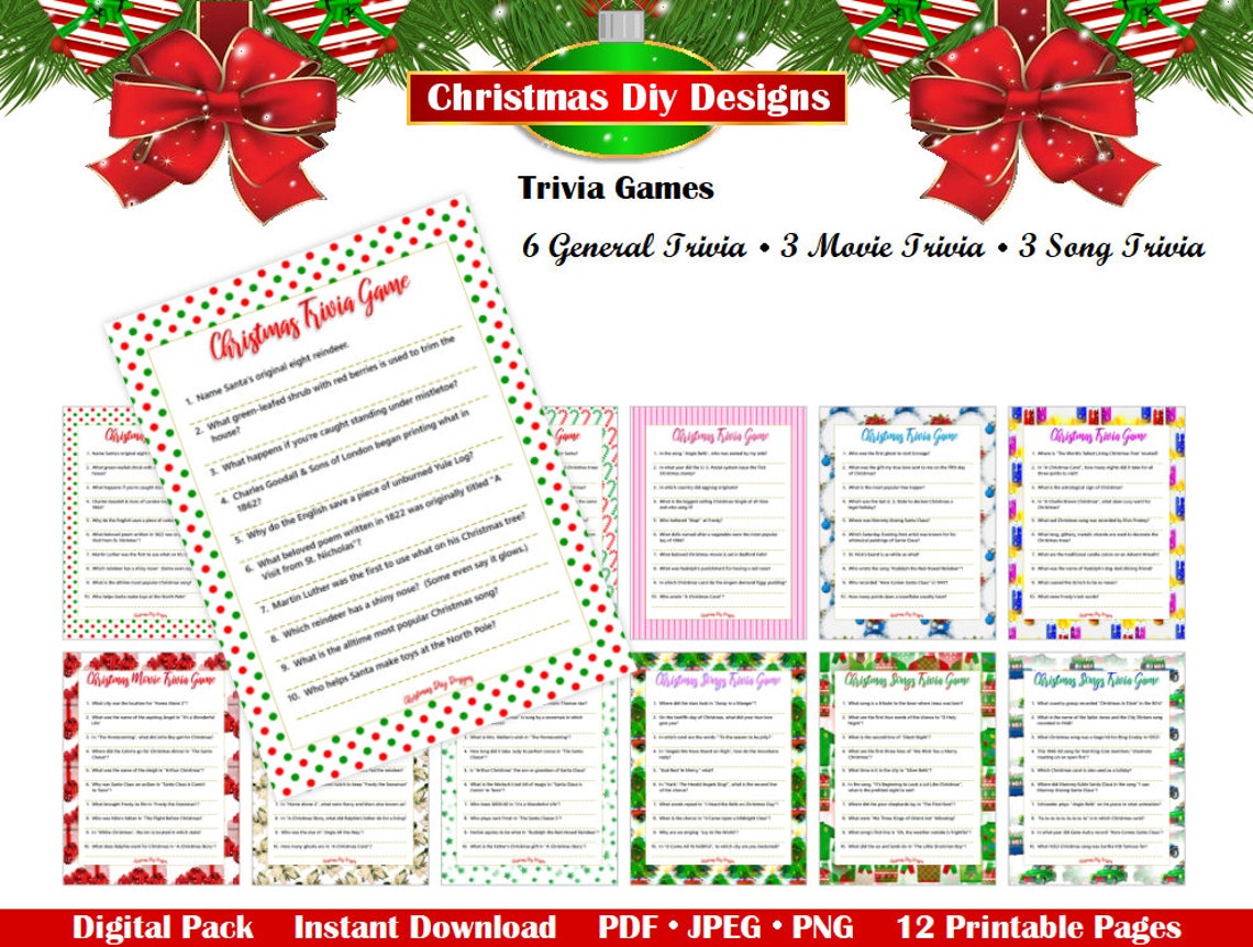 Printable Christmas Trivia Games - Christmas Party Games, Christmas ...