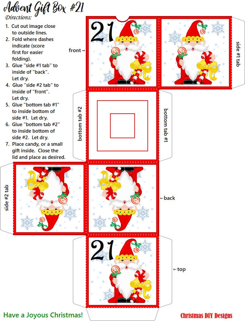 25 Printable DIY Christmas Advent Gift Boxes-christmas Advent Gift ...